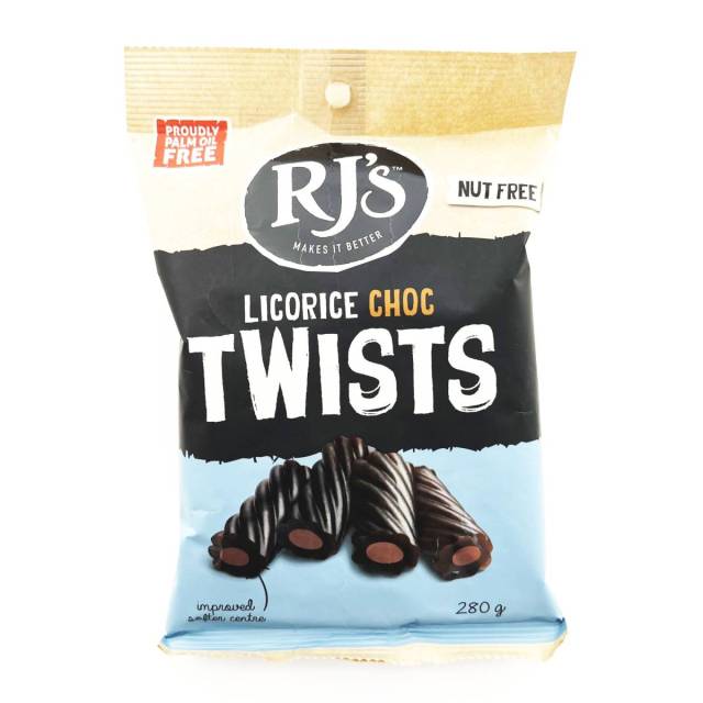 RJ's Licorice Choc Twists 280g - Kiwi Shop