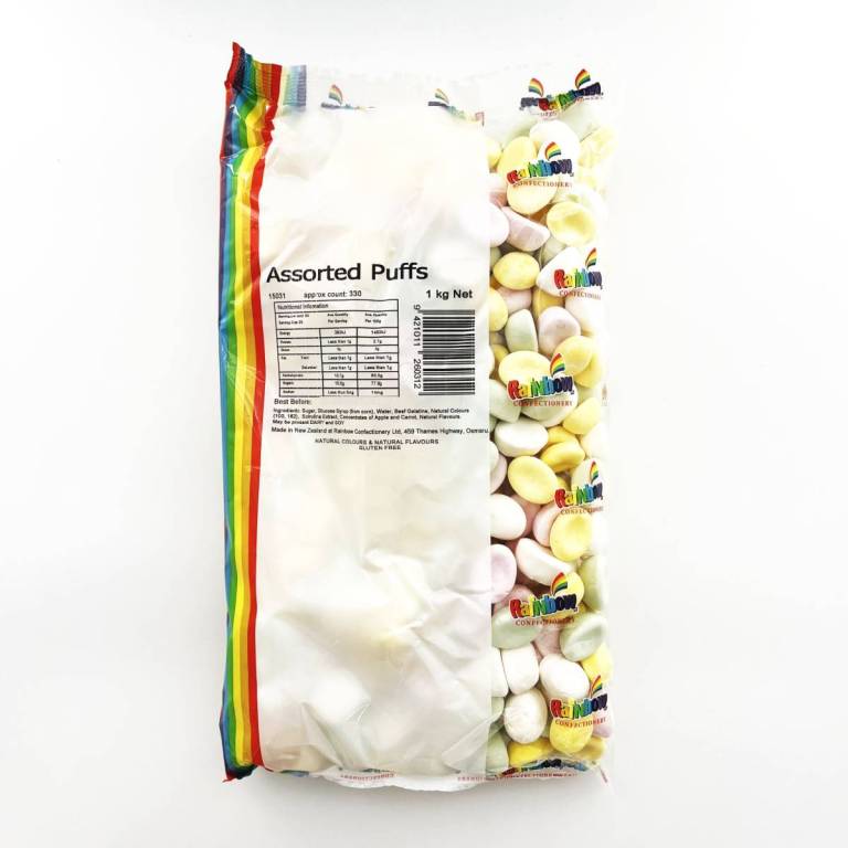 Rainbow Assorted Puffs 1kg - Kiwi Shop