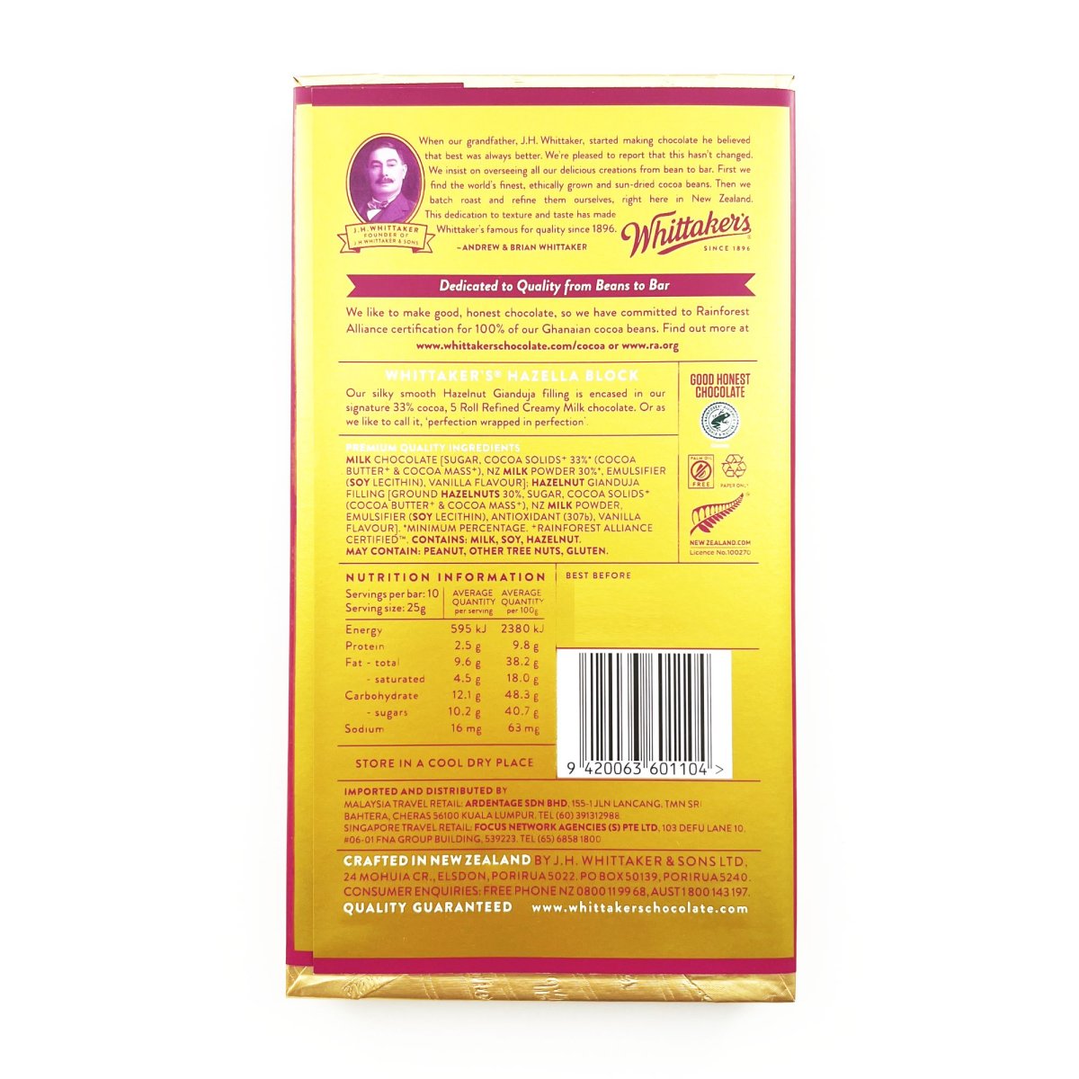Whittaker's Hazella 250g - Kiwi Shop