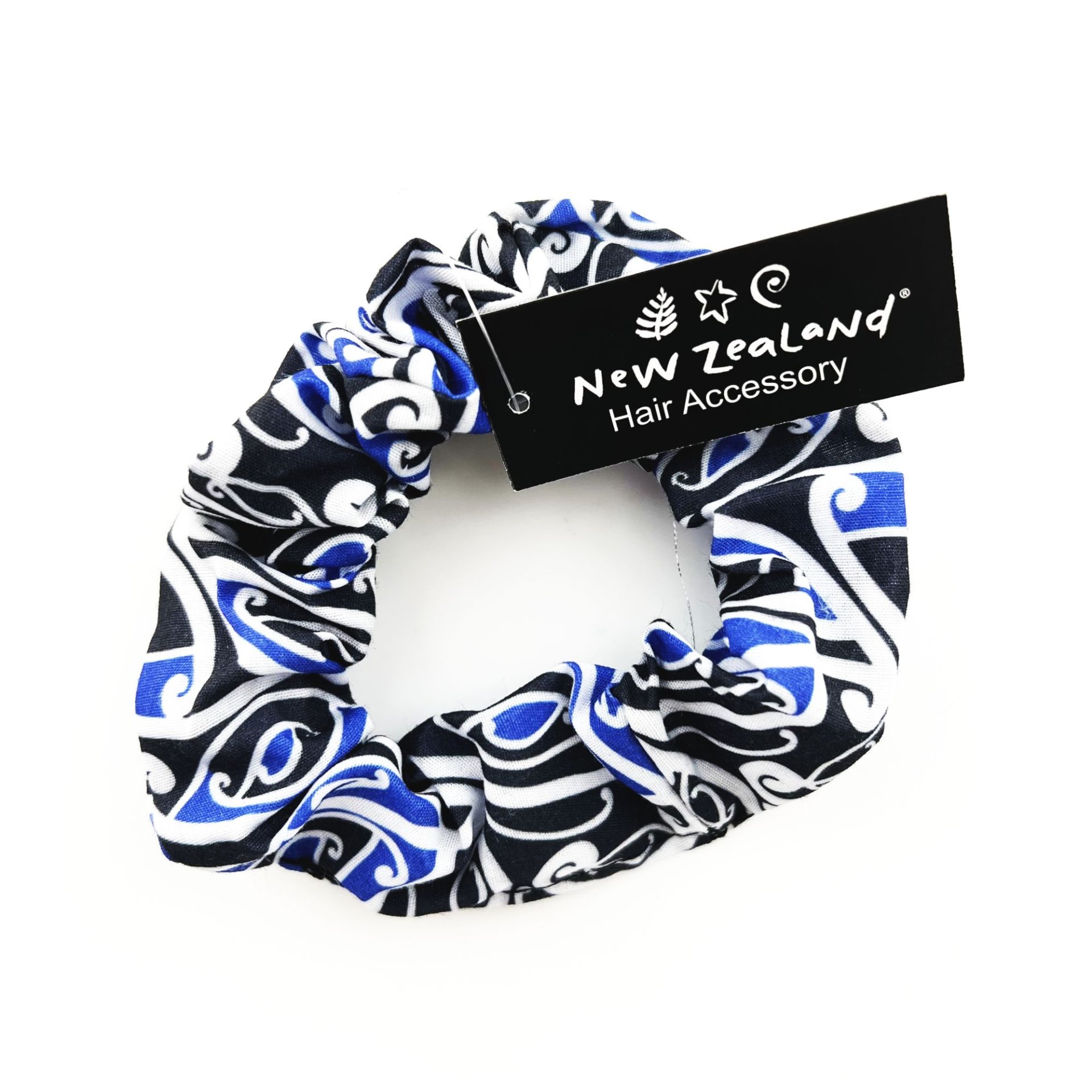 Scrunchie Maori Blue Black and White - Kiwi Shop